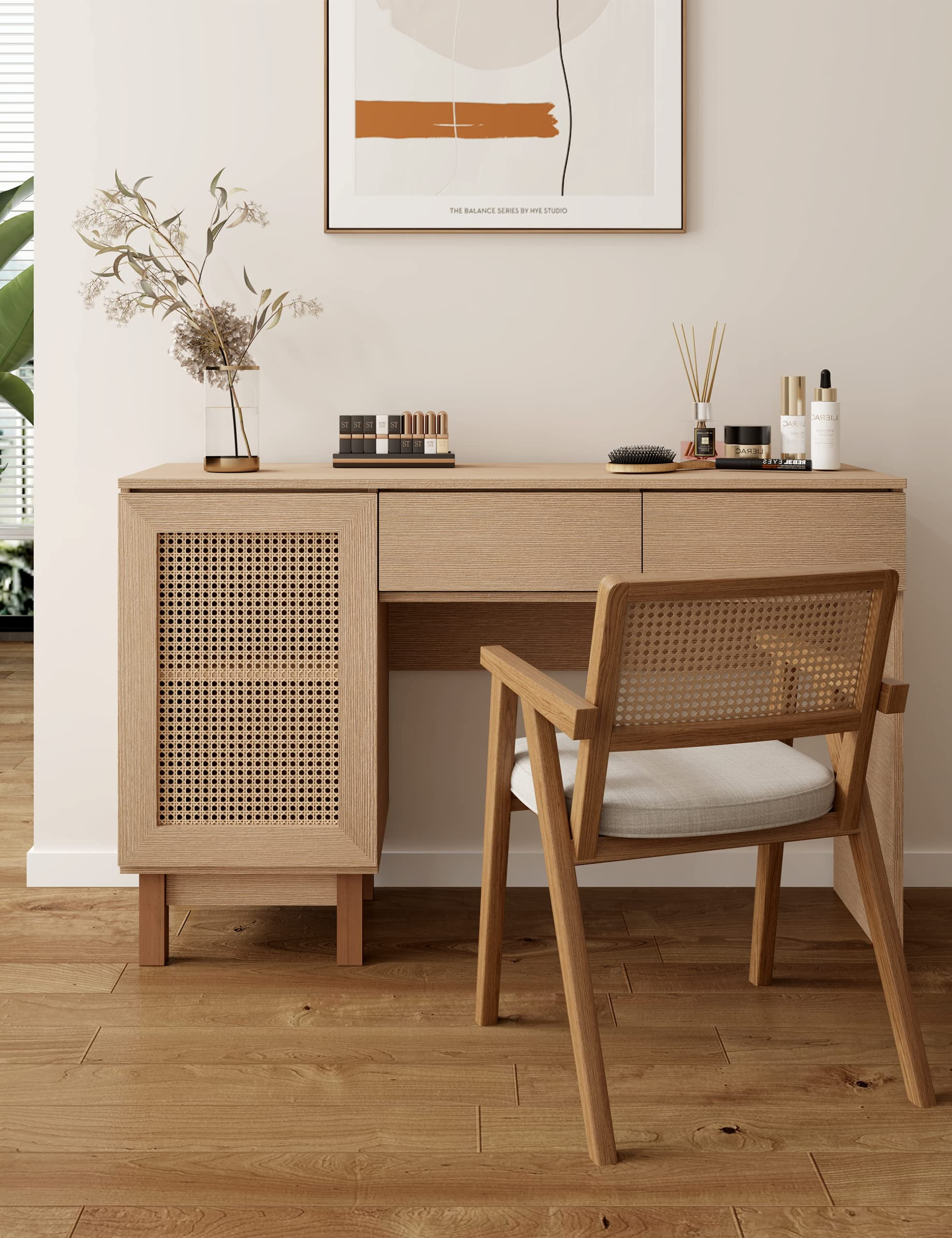 Tookss Rattan Study Desk，Writing Table，Computer Desk 【2 Drawers and 1 ...