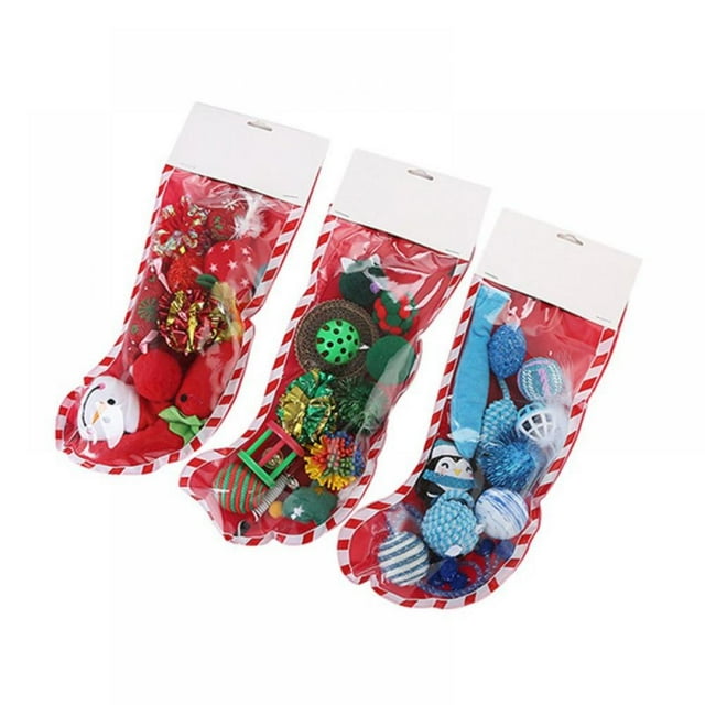 Jolly Christmas Cat Dog Toy Stocking Gifts Set, Assorted Toys Variety ...
