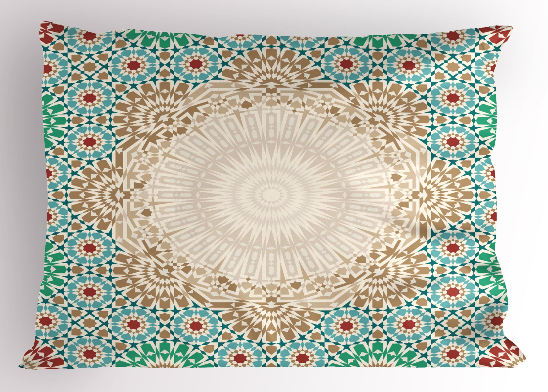 Moroccan Pillow Sham Ottoman Mosaic Art Pattern with Oriental Floral ...