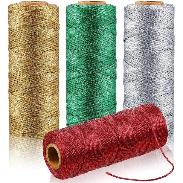 4 Rolls Metallic Bakers Twine 110 Yards Valentine's Day Christmas ...