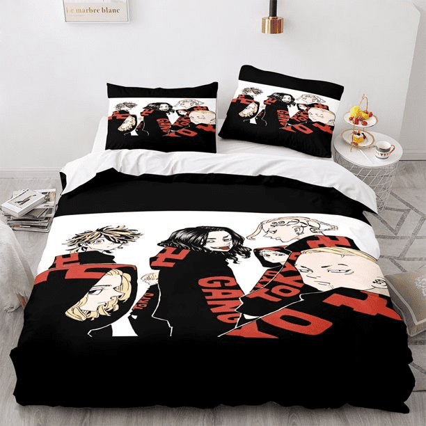Anime Tokyo Revengers Comforter Cover Set Queen Size Cartoon mikey 3 ...