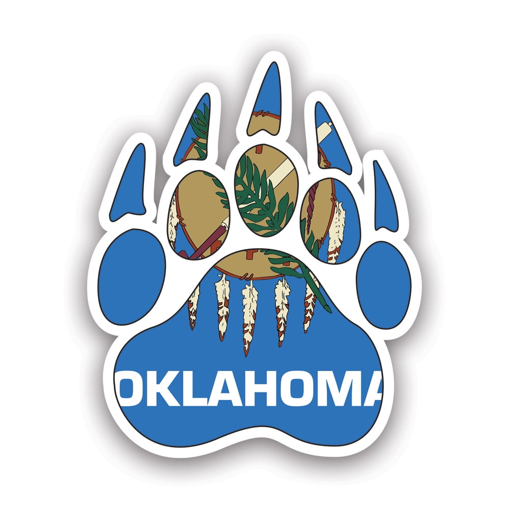 Oklahoma State Bear Print Shaped Sticker Decal - Self Adhesive Vinyl ...