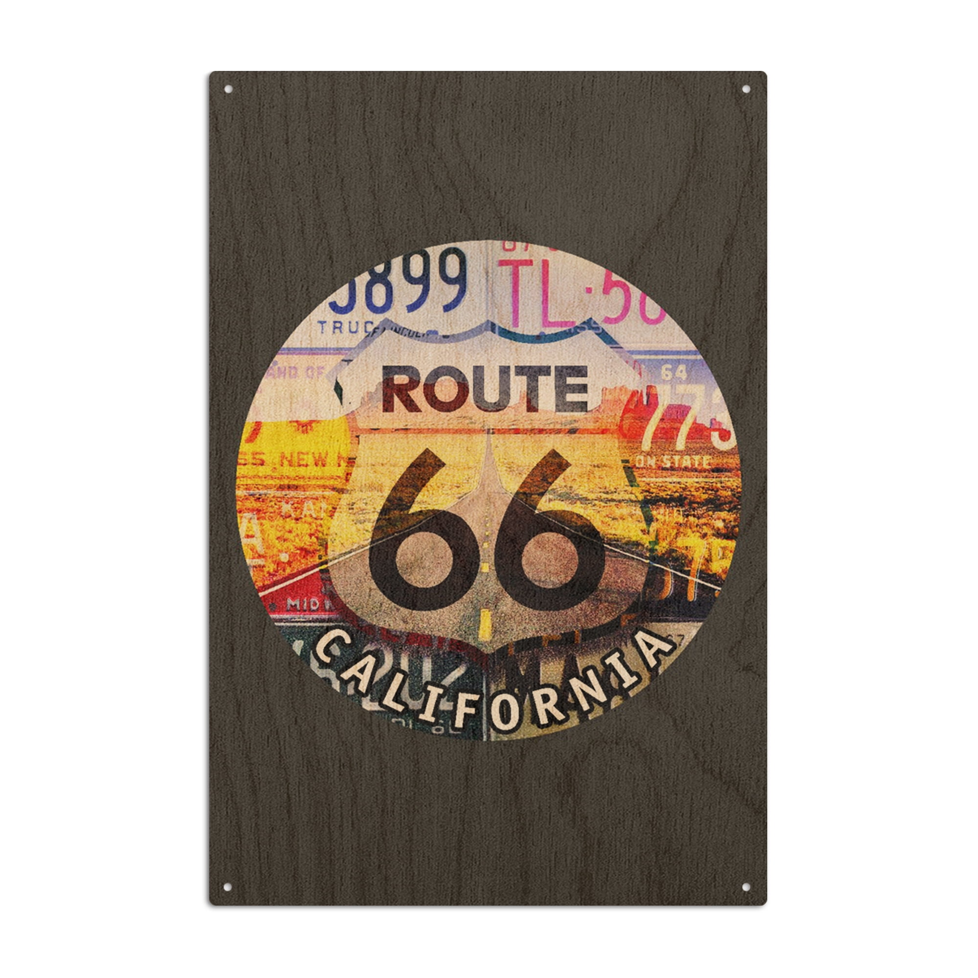 California, Route 66 License Plates, Highway Road, Contour Birch Wood ...