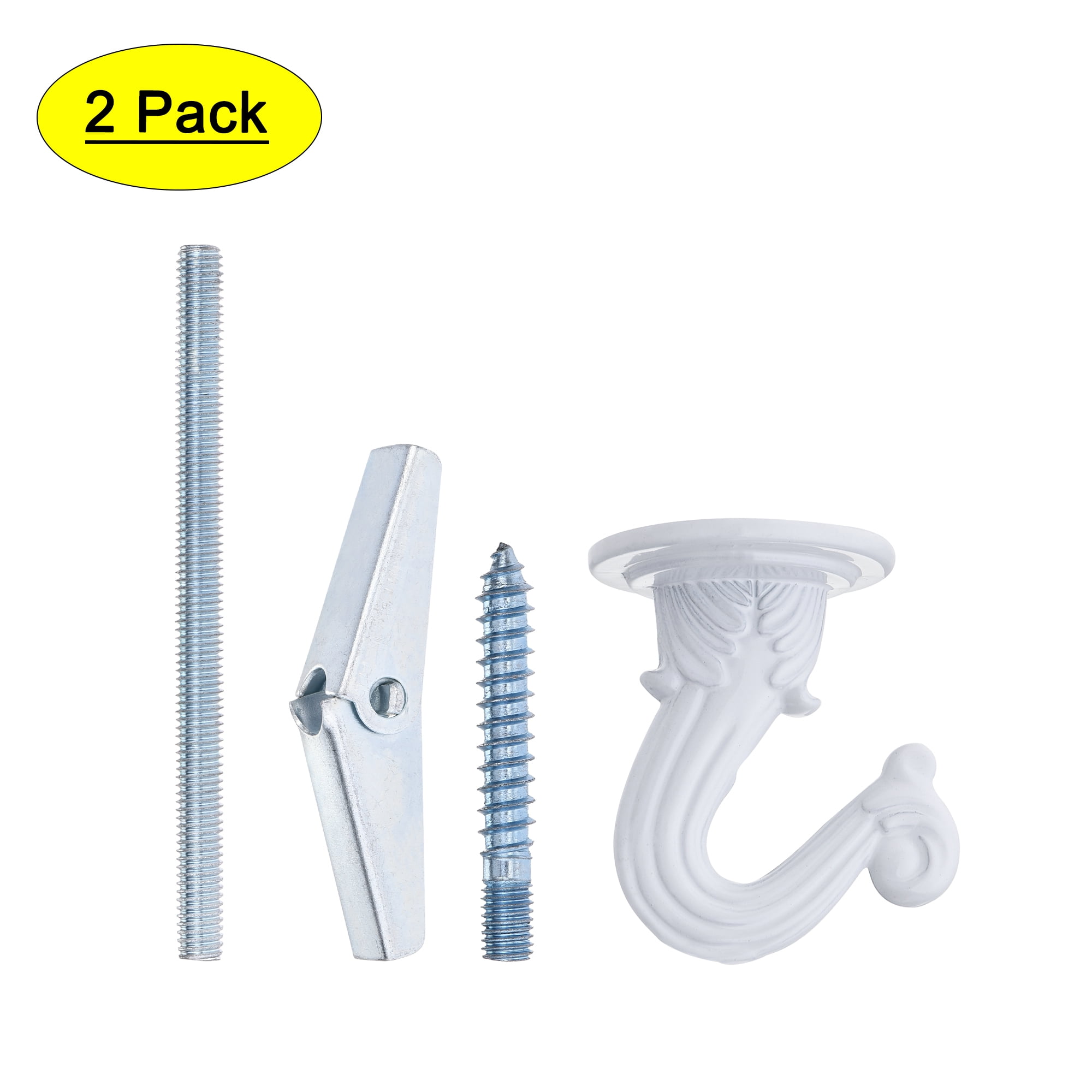 Uxcell Ceiling Hooks with Hardware Zinc Alloy White 1.5" Home Decor ...