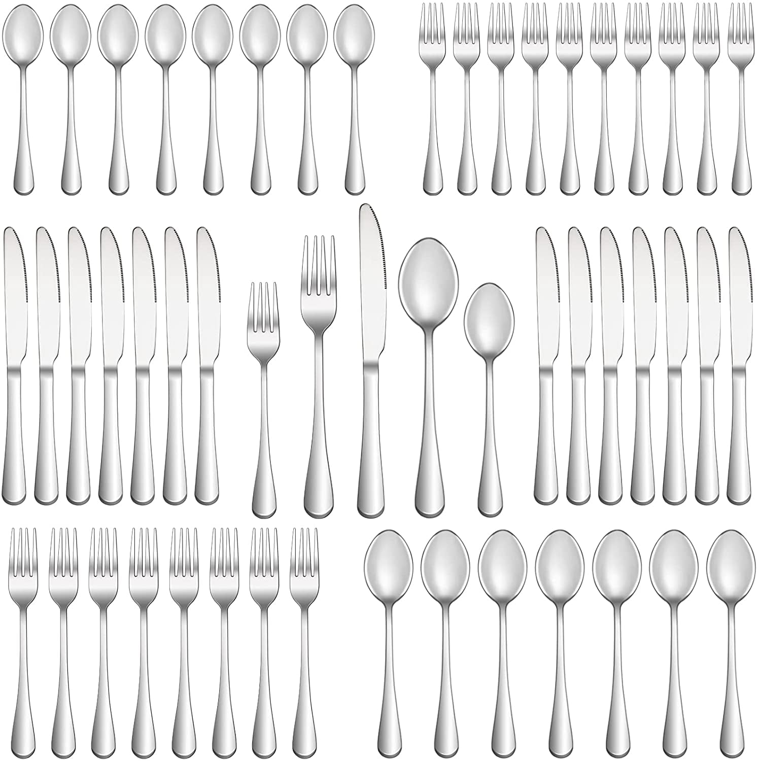 50 Piece Silverware Set Service For 10 Premium Stainless Steel Flatware