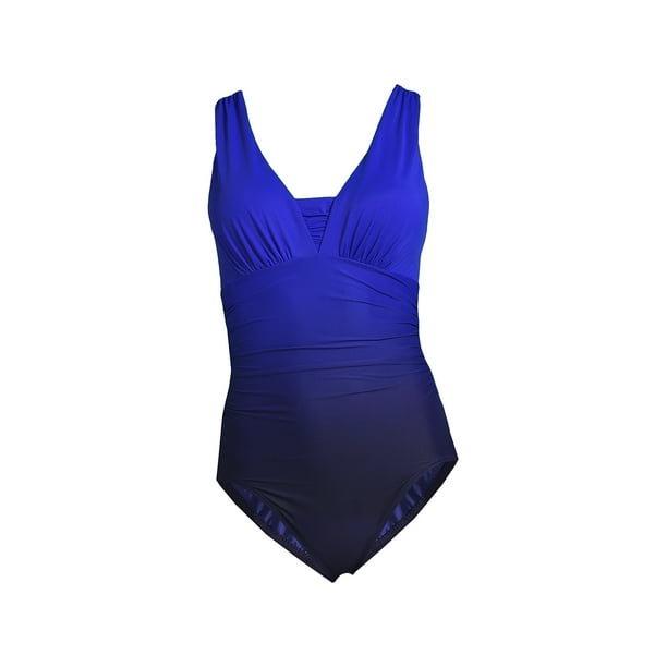 Lands End Womens Plus Size Slendersuit Grecian Tummy Control Chlorine