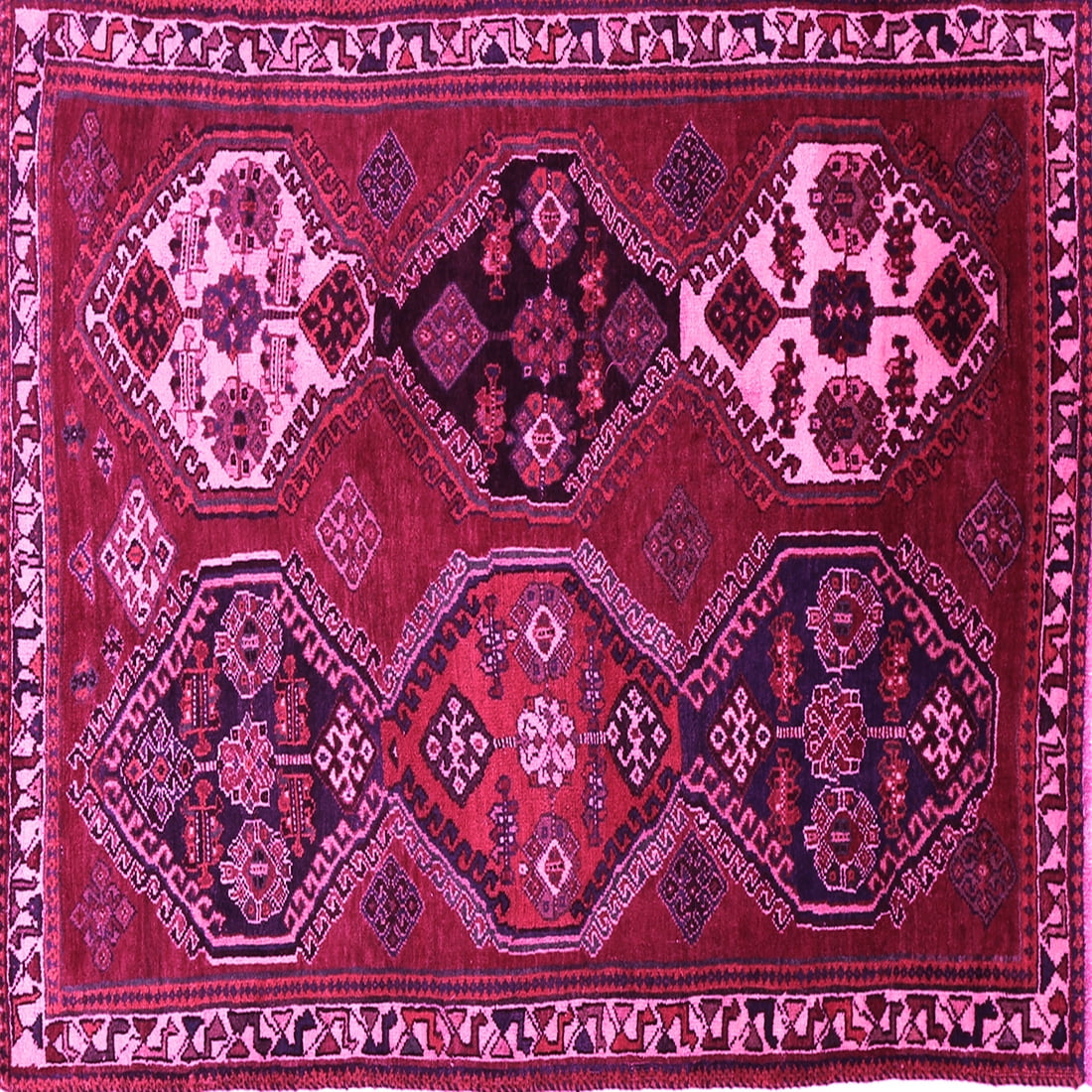 Ahgly Company Indoor Square Persian Pink Traditional Area Rugs, 6 ...