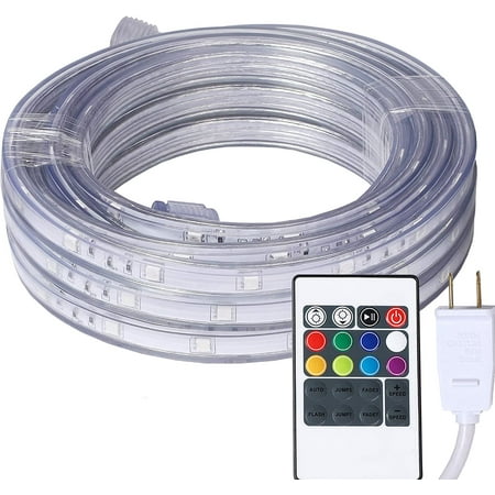 33ft LED Rope Lights Color Changing Strip Lights with Remote Flat ...