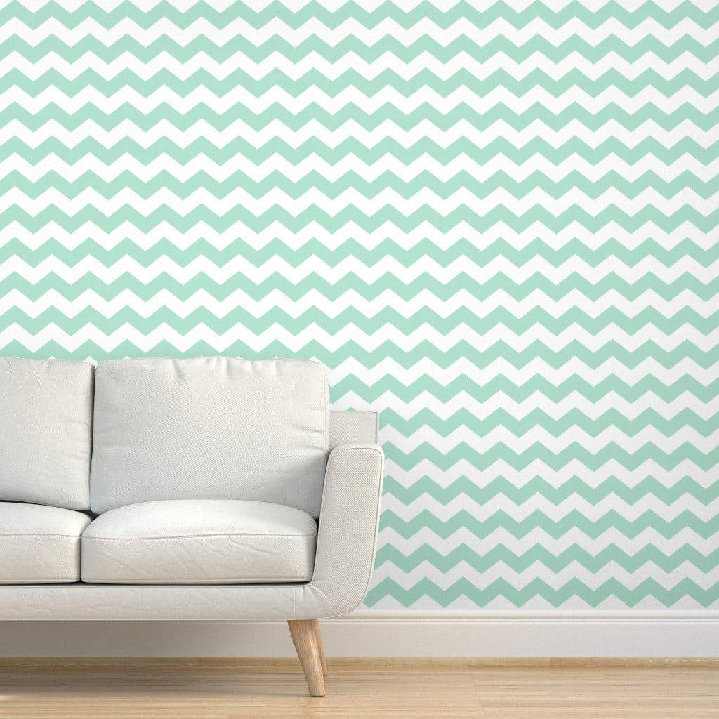 Mint Green Chevron Wallpaper