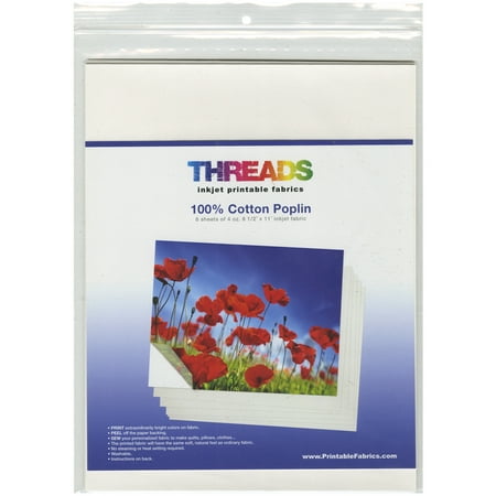 Threads Inkjet Printable Fabric Sheets 8.5"X11" 6/Pkg-100% Cotton ...