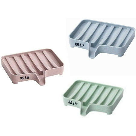 3Pcs Toilet Soap Rack Quick Drain Soap Box - Wheat Straw Fiber Self ...