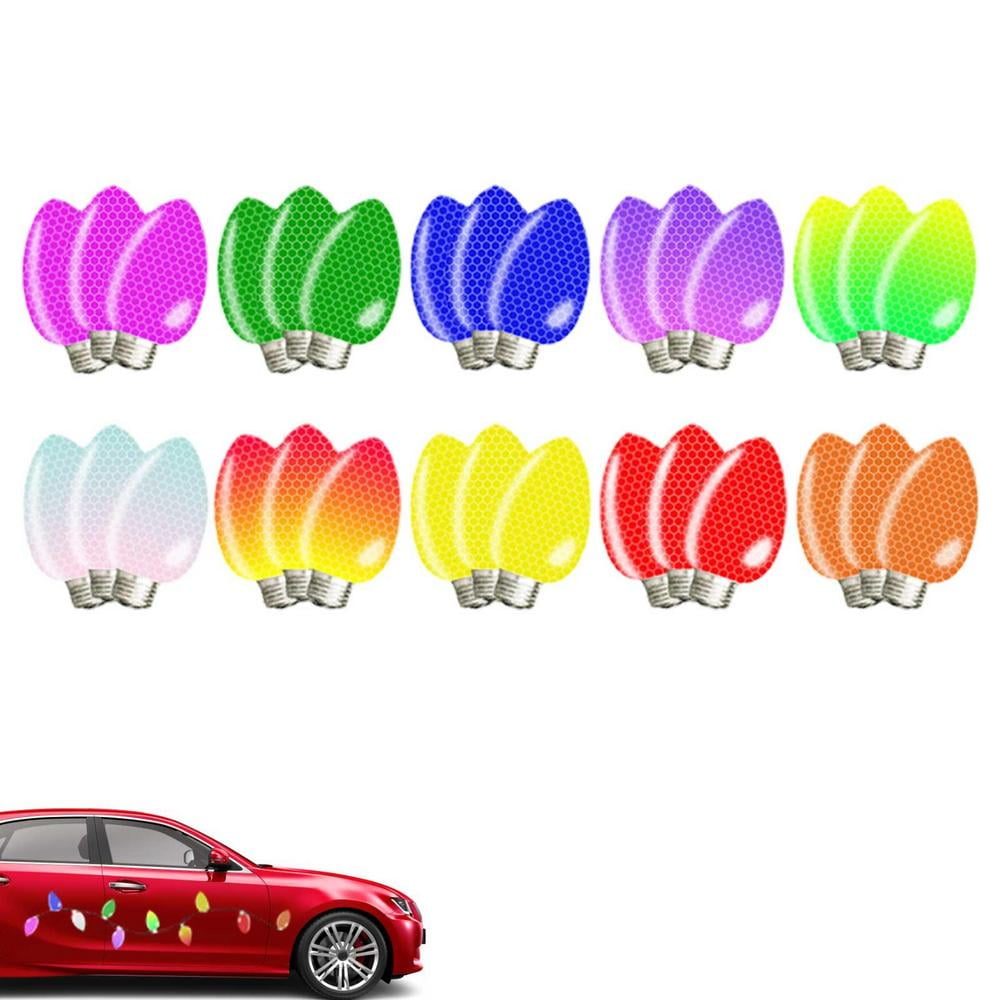 Christmas Car Magnetic Sticker | Reflective Lights Bulb Car Magnet ...