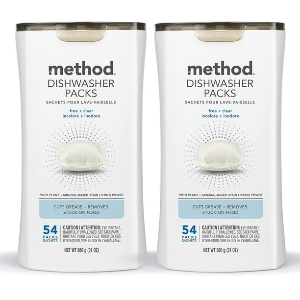 Method Dishwasher Detergent Packs, Fragrance Free + Clear, Dishwashing ...