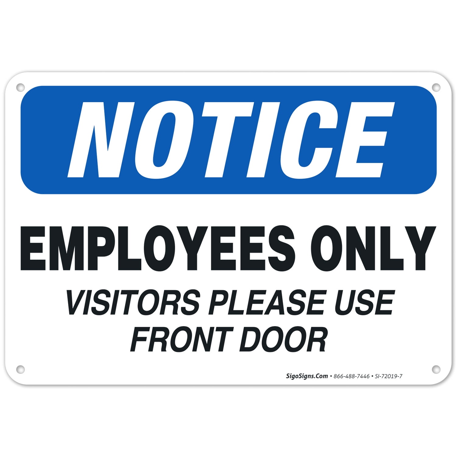 Employees Only Sign, Visitors Please Use Front Door Sign, - Walmart.com