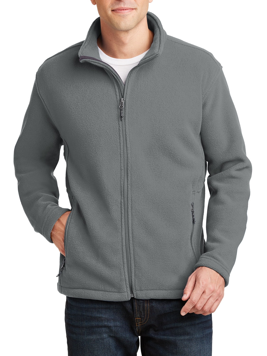 Mens Open Cuffs Midweight Value Polyester Fleece Jacket Deep Smoke ...