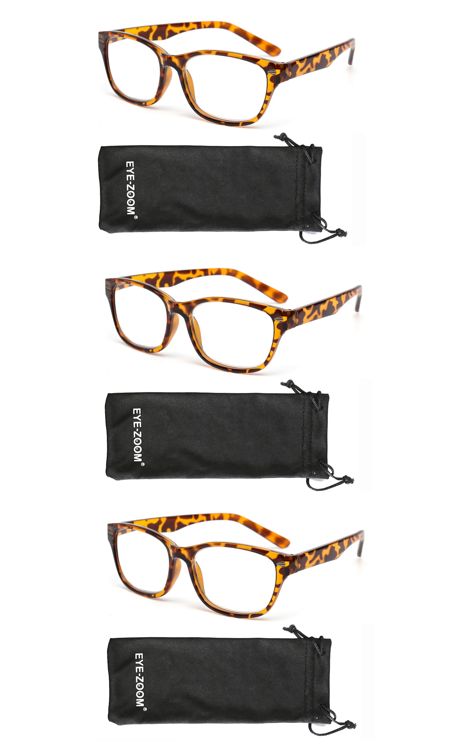EYE ZOOM 3 Pack Retro Readers Plastic Vintage Style Reading Glasses for ...