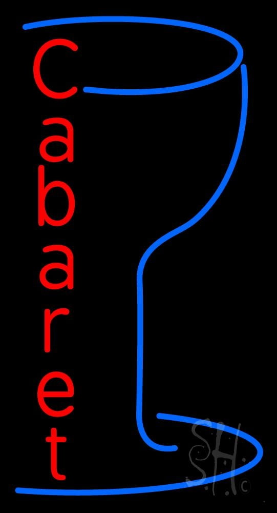 Cabaret With Wine Glass LED Neon Sign 20" Tall x 37" Wide - inches ...