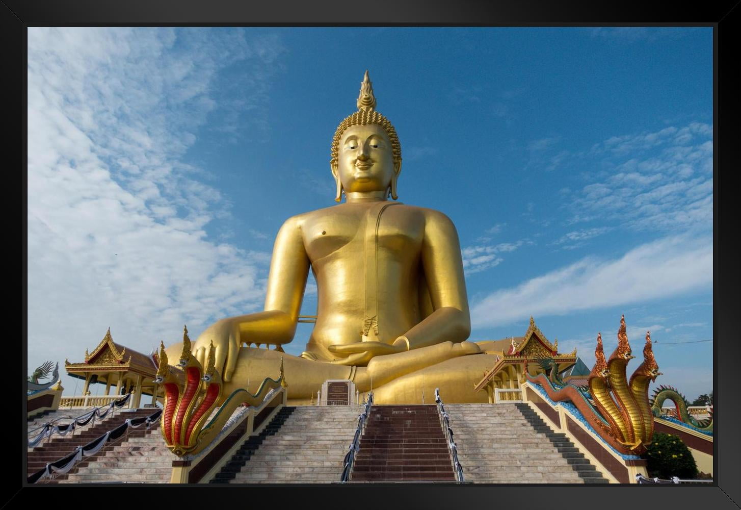Great Buddha of Thailand Wat Muang Monastery Photo Art Print Black Wood ...