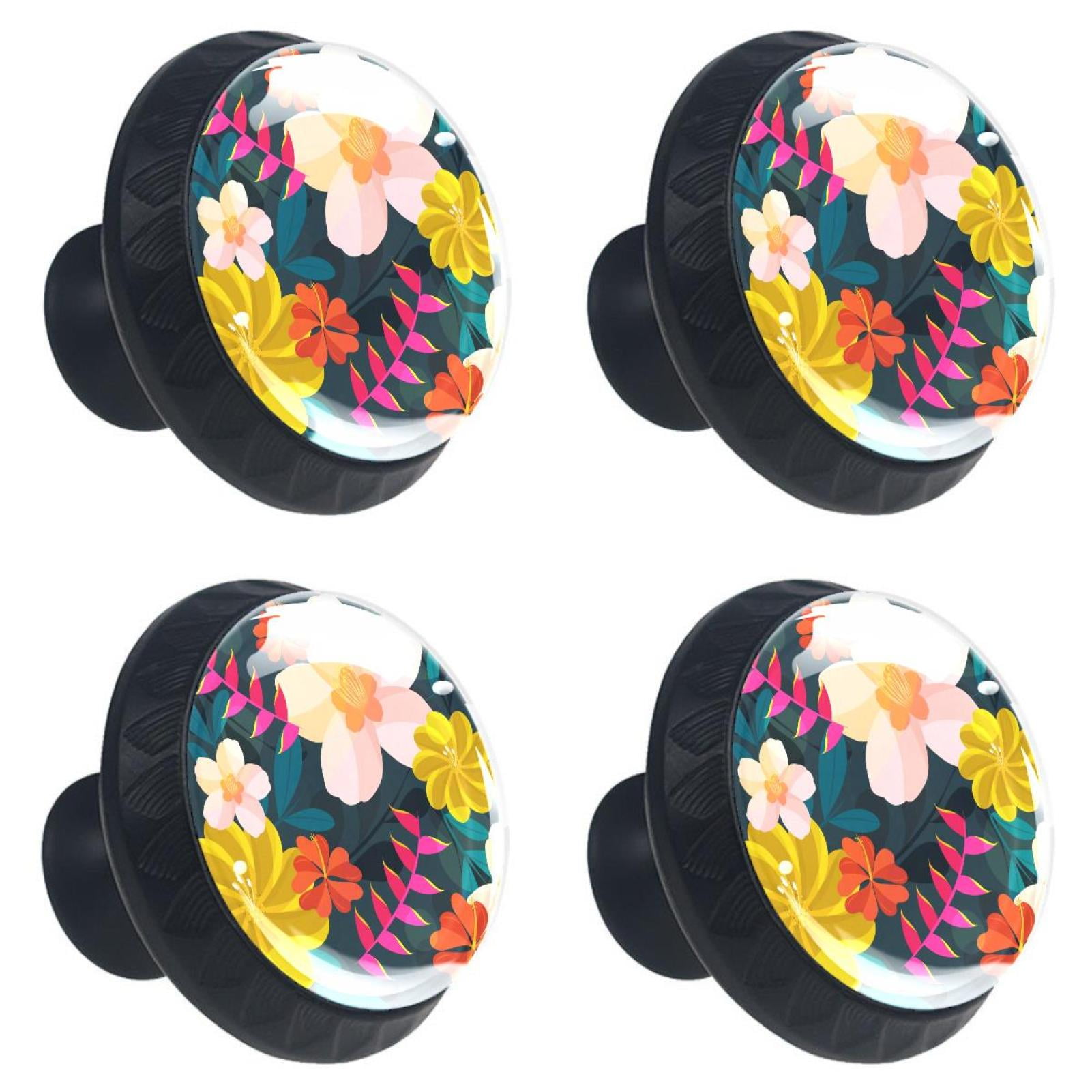 4 Pcs Tropical Green Floral Knobs for Kitchen Cabinet Cupboard Dresser ...
