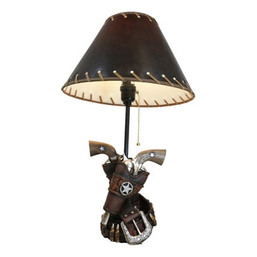 Rustic Western Cow Skull With Cowboy Hat And Red Scarf Table Lamp With ...