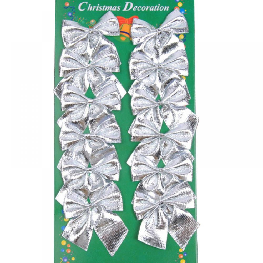 12 Pieces Mini Christmas Tree Bows Xmas Tree Bowknot Ornaments for ...