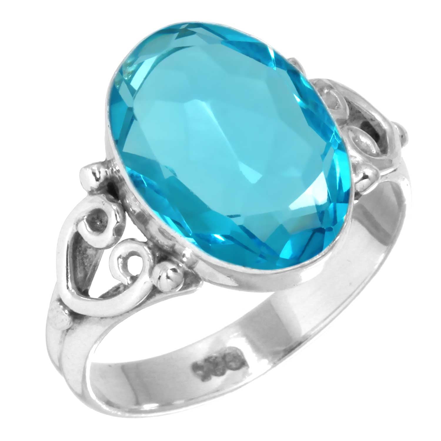 925 Sterling Silver Ring For Women - Teens Blue Quartz Gemstone Silver ...