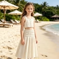 Afdoent Girls 2 Piece Outfits Summer Solid Color Sleeveless Crop Top ...