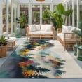 Area Rug 3x5ft, Vintage Autumn Forest Tree on Linen Washable Rugs for ...