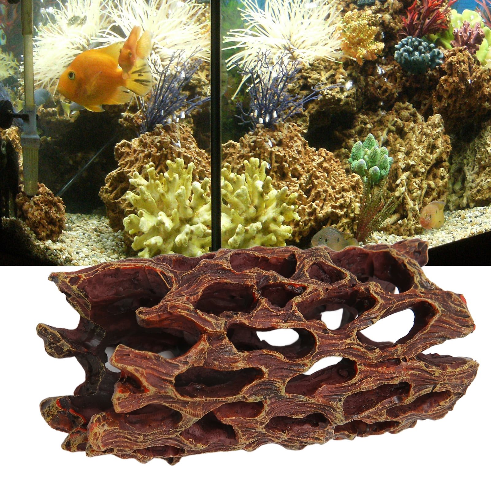 Fish Trunk Cave, Fade Multi Holes Aquarium Hollow Tree Trunk Stable ...