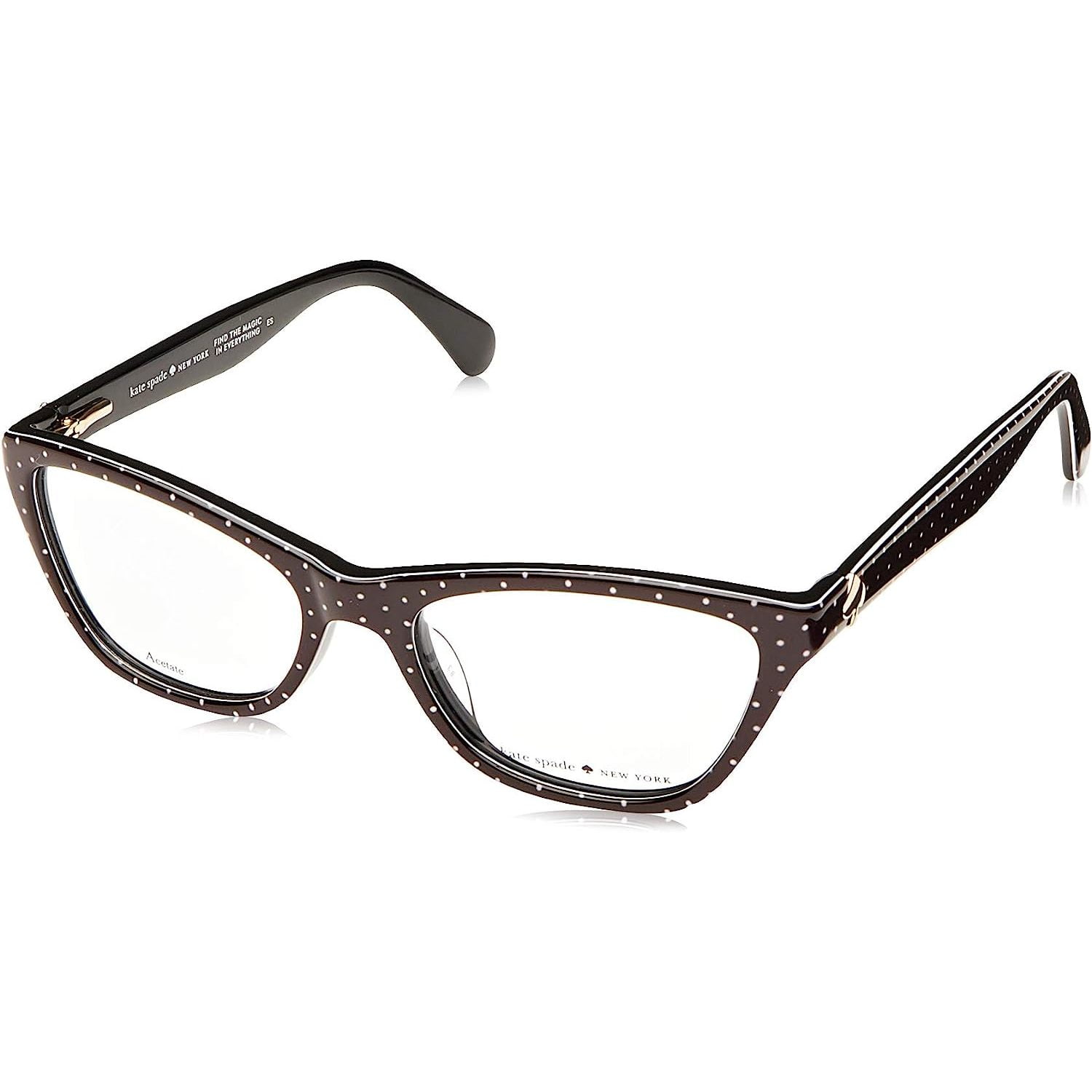 Kate Spade Alaysha 7RM Black Polka Dot Plastic Cat-Eye Eyeglasses 51mm ...