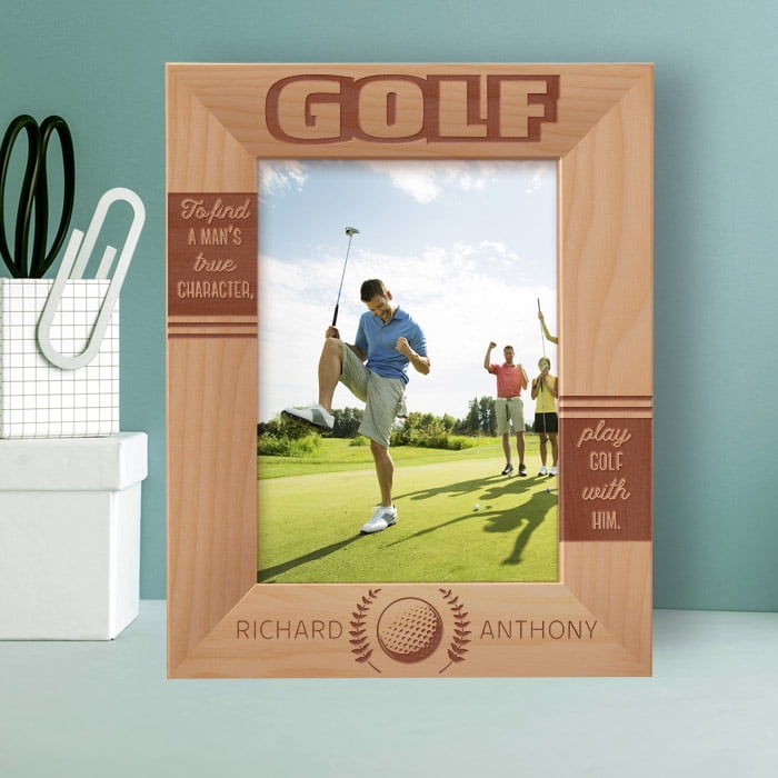 Play Golf With Him Personalized Wooden Frame 5" x 7" Brown (Vertical ...