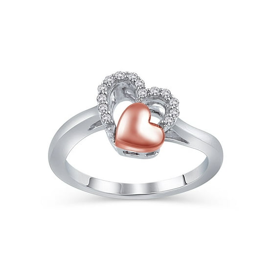 Diamond Accent Sterling Silver Double Heart Promise Ring - Walmart.com