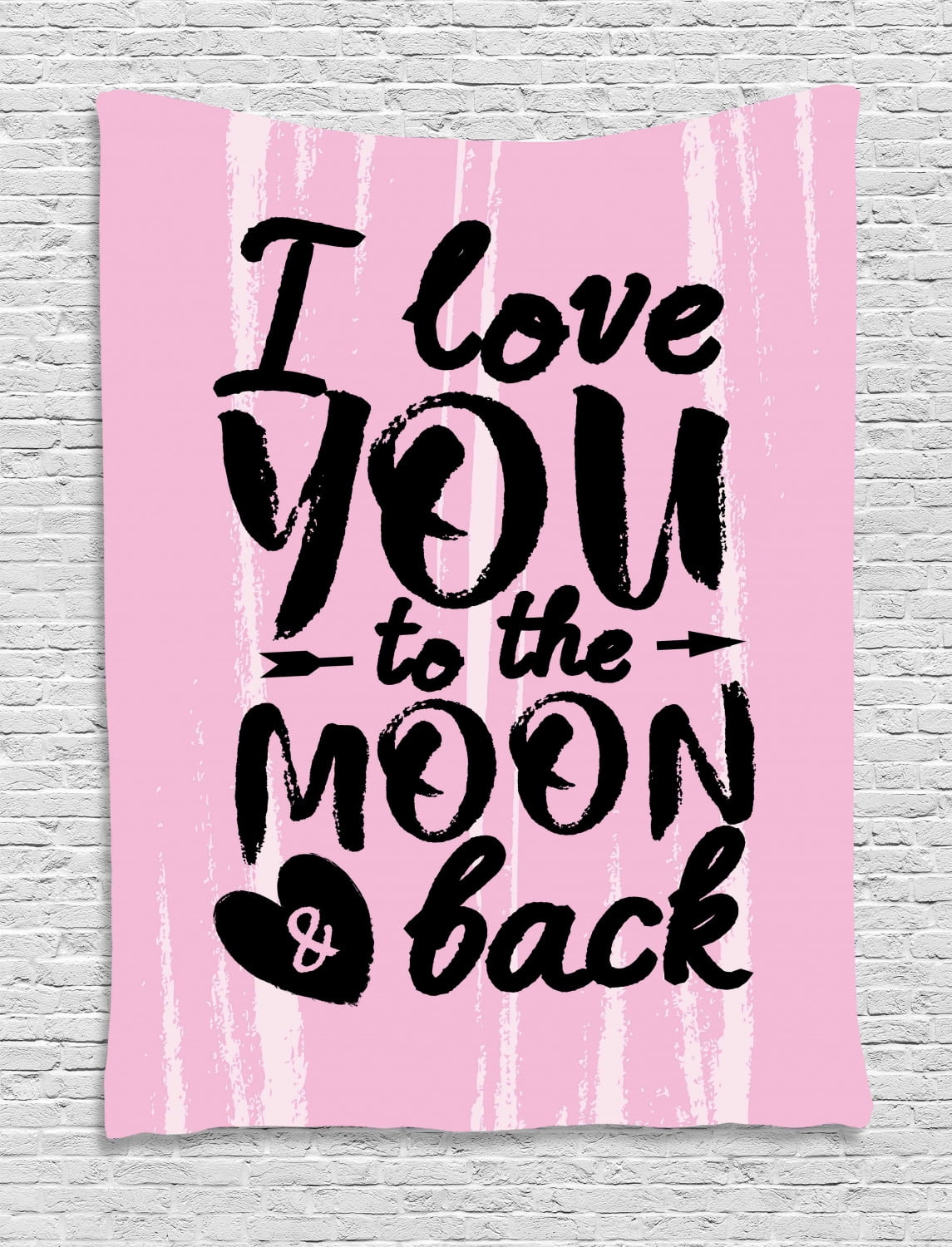 I Love You to the Moon and Back Tapestry, Charcoal Written Effect Motto ...