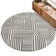 Black Arches 6' Round Rug for Living Room Under Coffee Table, Abstract ...