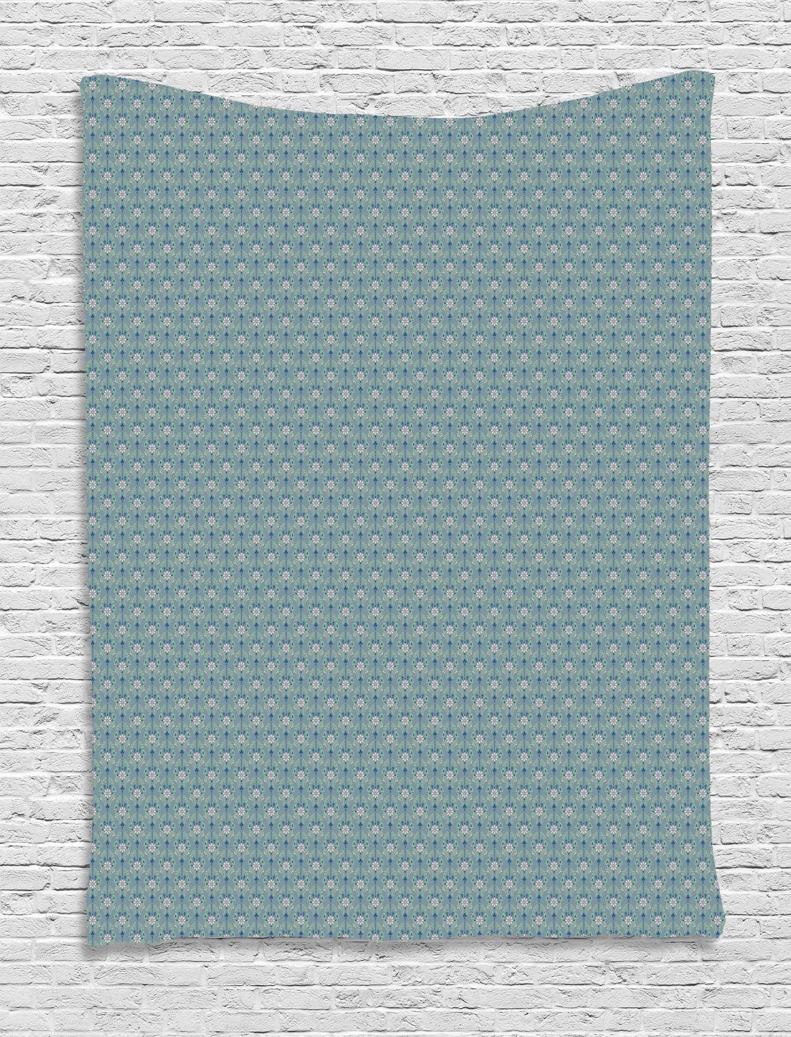 Dusty Blue Tapestry, Damask Inspired Orient Flourishing Details, Wall ...