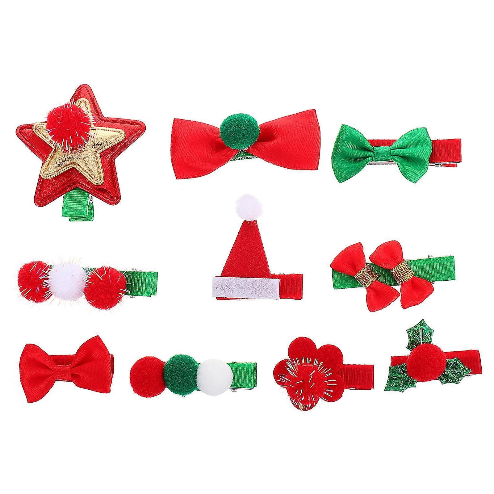 Assorted Color Handcrafted Christmas Hair Clips with Bow and Star ...