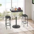 Black Height-Adjustable Square Pub Table With Pedestal Base, Counter ...