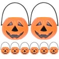8-Pack Halloween Pumpkin Buckets - Orange Trick-or-Treat Candy Holders ...