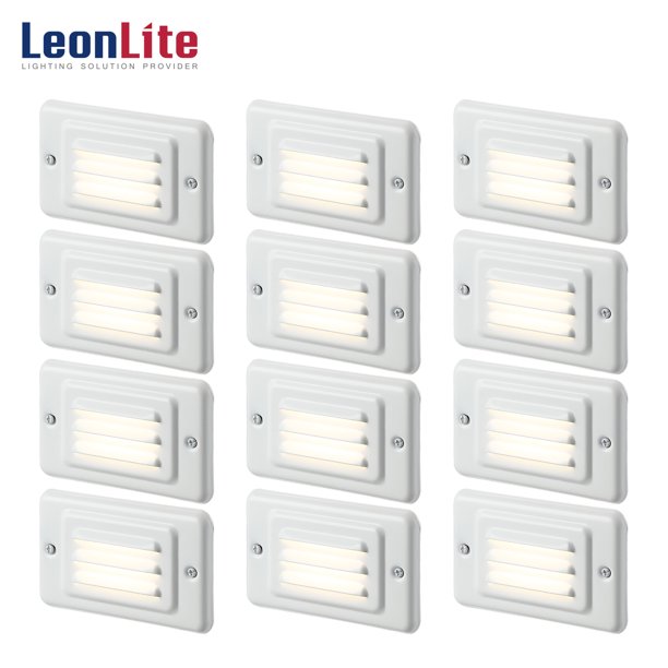 LEONLITE 12-Pack 120V LED Louvered Step Lights with Faceplate, Wet ...