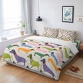 4 Piece Duvet Cover Set Full, Cute Green Blue Pink Orange Dogs Soft ...