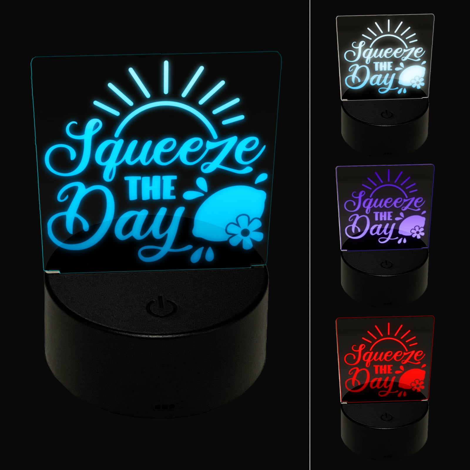 Seize Squeeze the Day Lemonade Pun LED Night Light Sign 3D Illusion ...