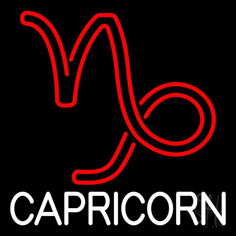White Capricorn Red Logo LED Neon Sign 24" Tall x 24" Wide - inches ...