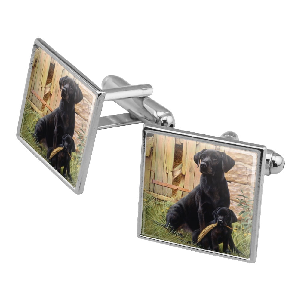 Black Labrador Retriever Dog Puppy Square Cufflink Set - Silver or Gold ...