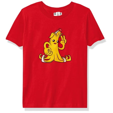 FORTNITE Peely Peace Boy's Premium Solid Crew Tee, Red, Youth Medium ...