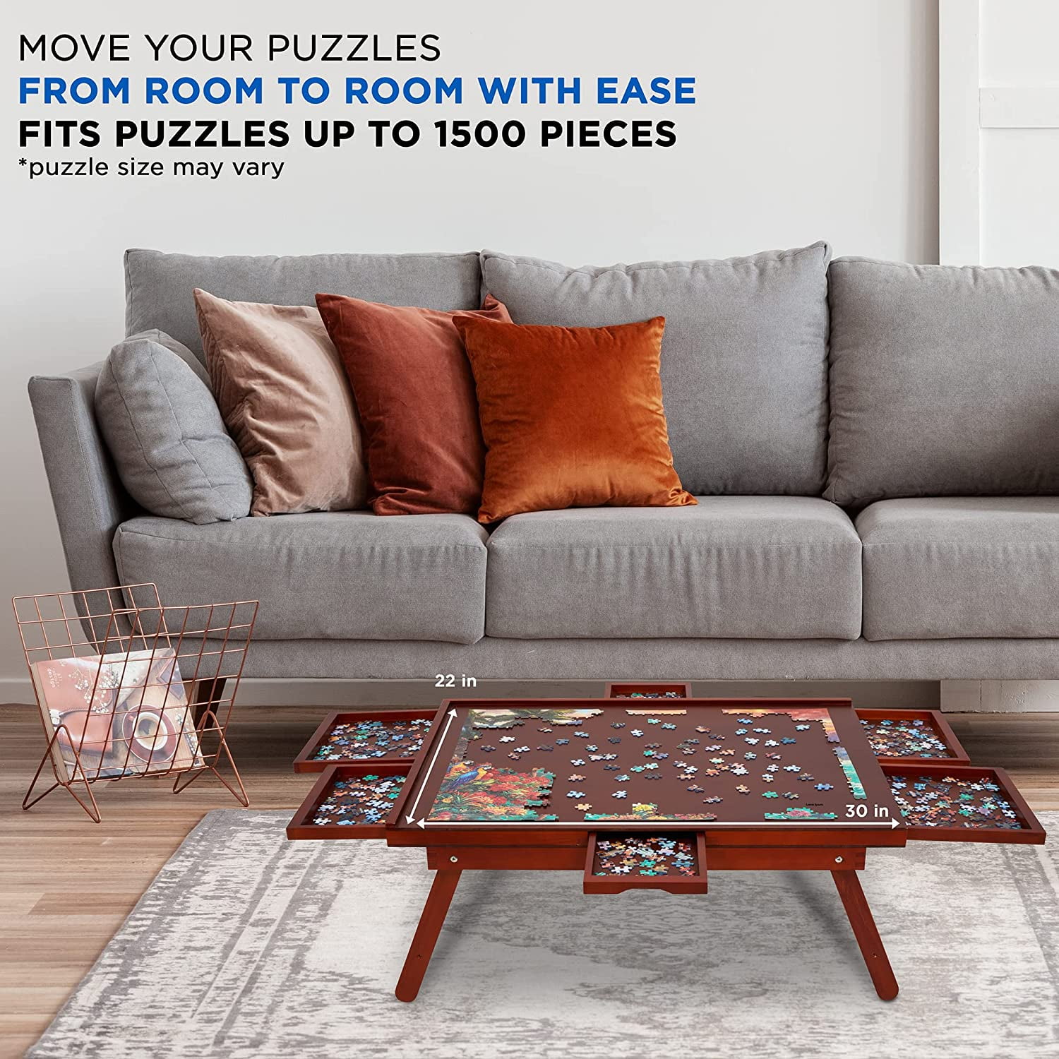 Buy Jumbl 1000 Piece Puzzle Board Rack w/Mat, 23” x 31” Wooden Jigsaw ...