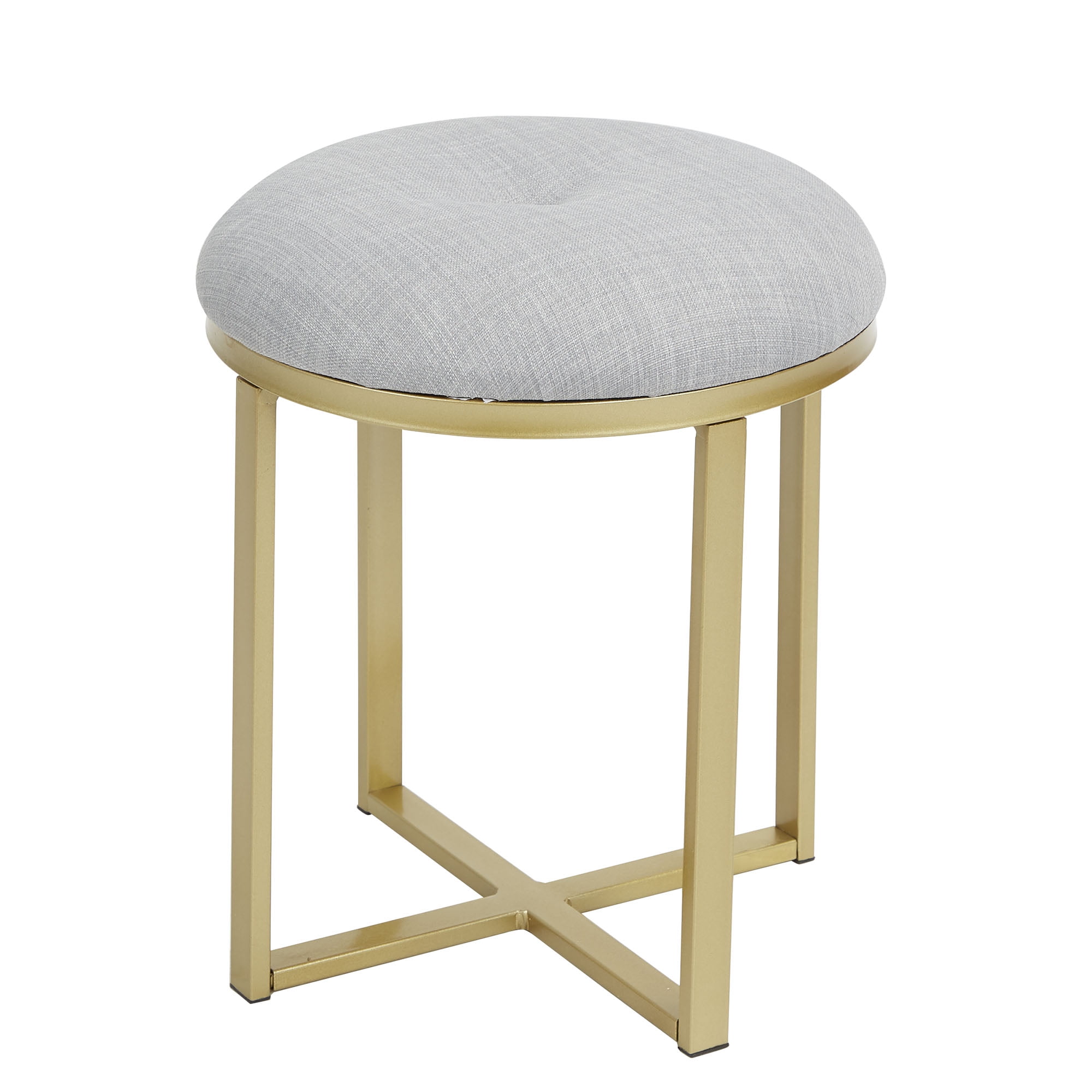 Mia Upholstered Metal Round Vanity Seat - Walmart.com
