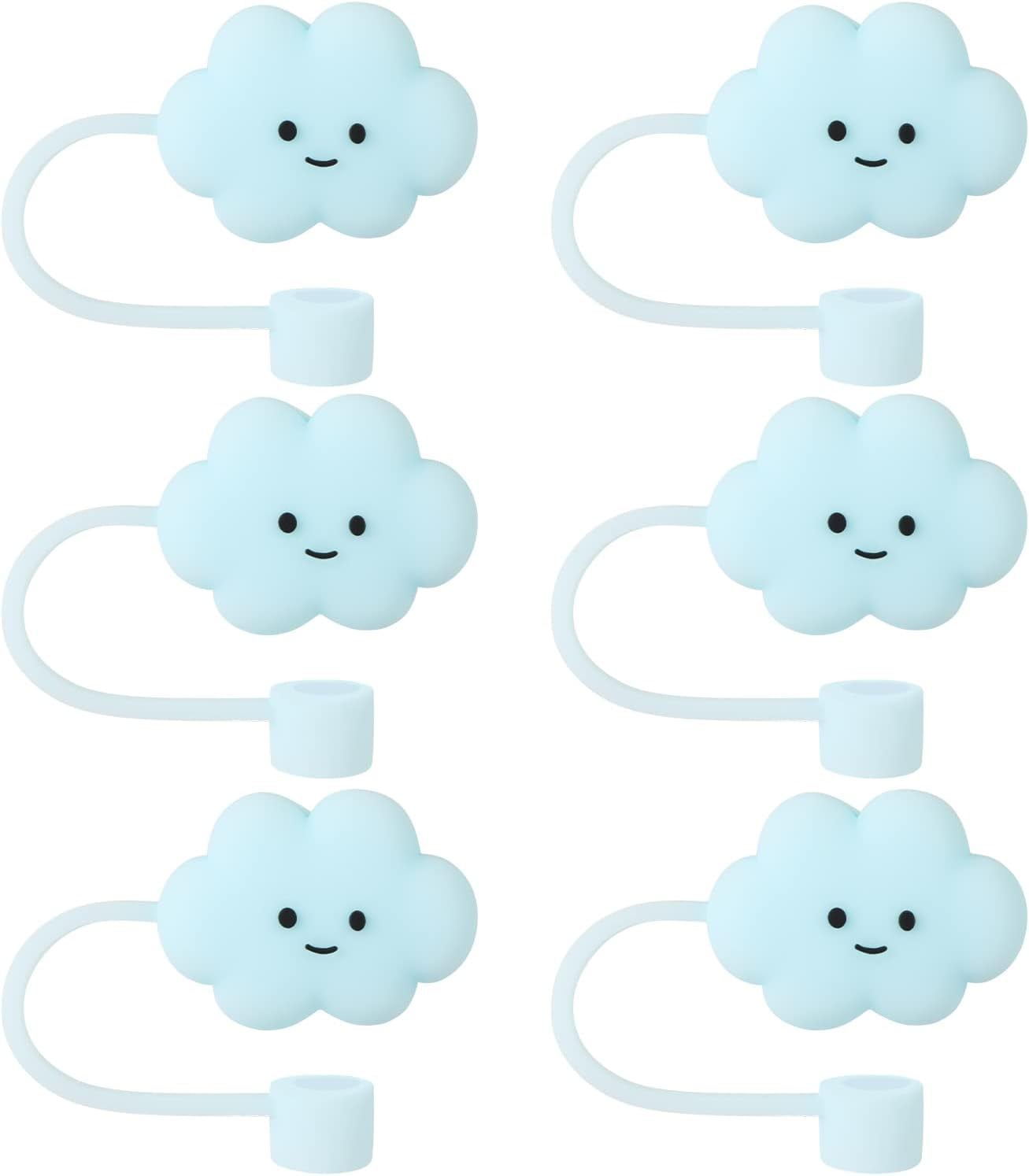 6Pcs Cloud Straw Covers, Reusable Straw Tip Covers Dust-Proof Straw ...
