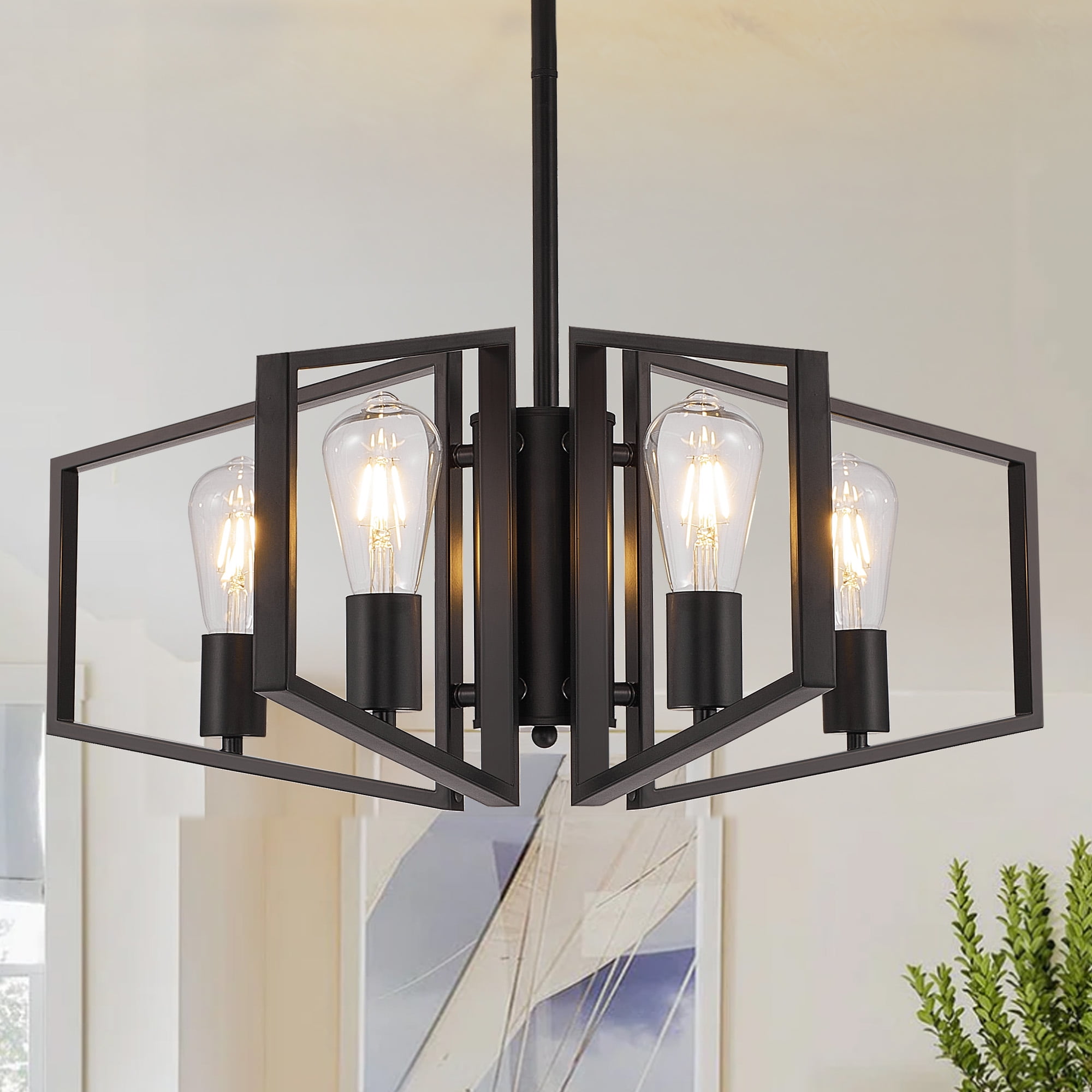 Click here for Lovingahome 4-Light Black Farmhouse Chandelier Din... prices