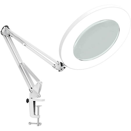 Flexible Desk Magnifier 5X USB LED Light Magnifying Glass with Metal ...