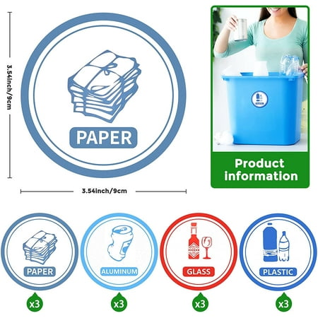 12 Pieces Recycling Sorting Sticker Trash Recycle Decal Recycling Decal ...